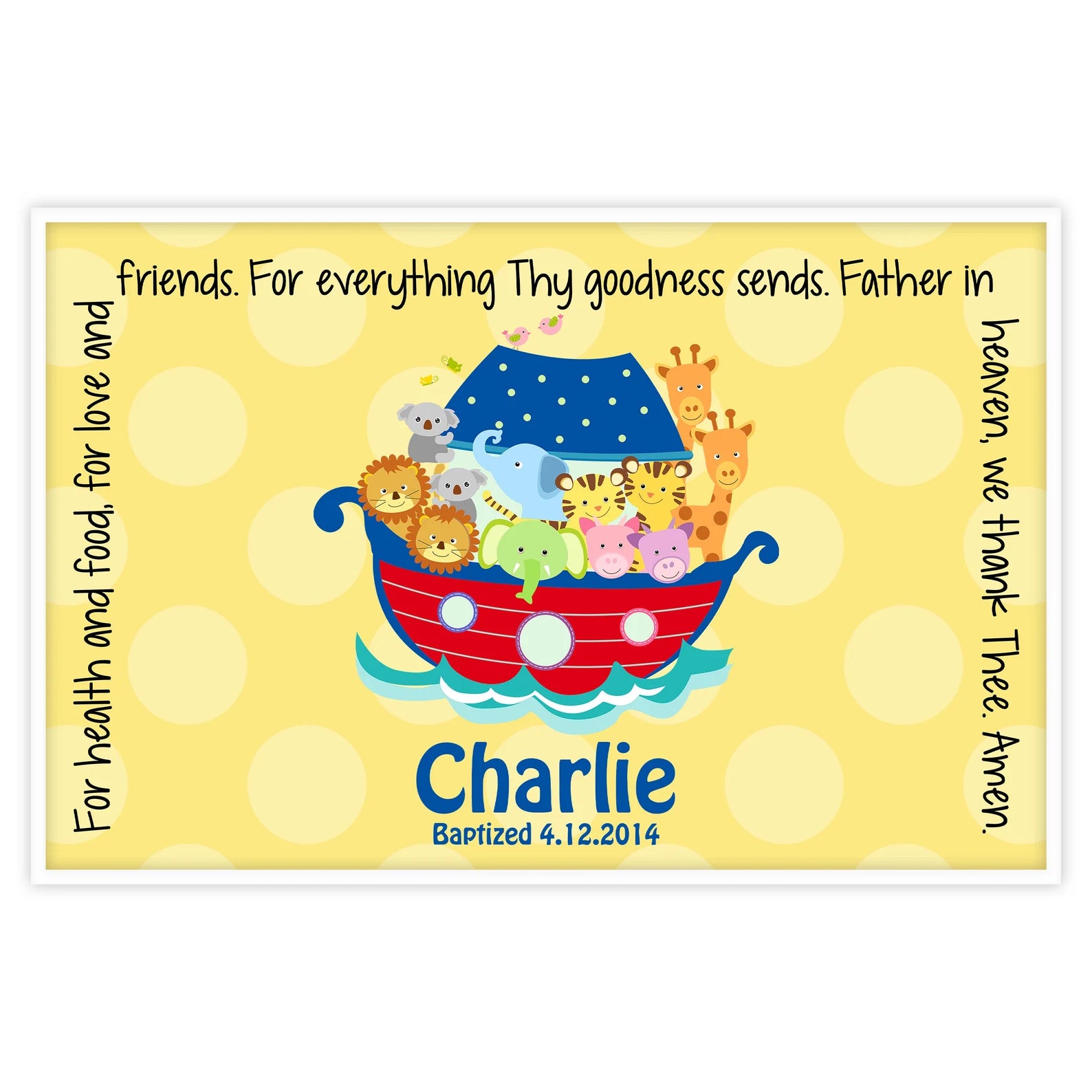 Noah's Ark Primary Grace Placemat – Grace Settings