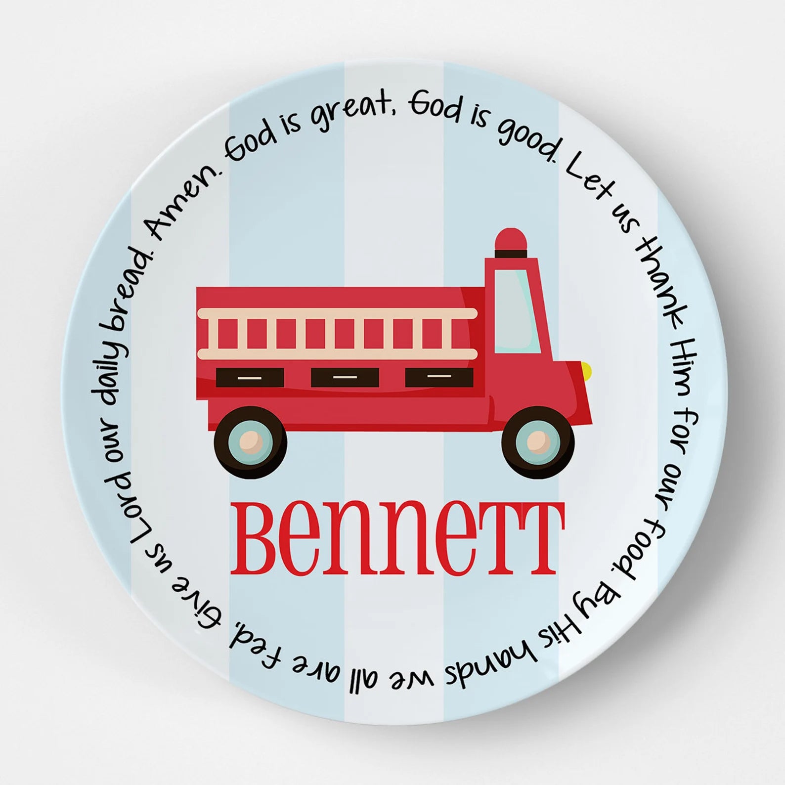 Firetruck Stripes Grace Plate – Grace Settings